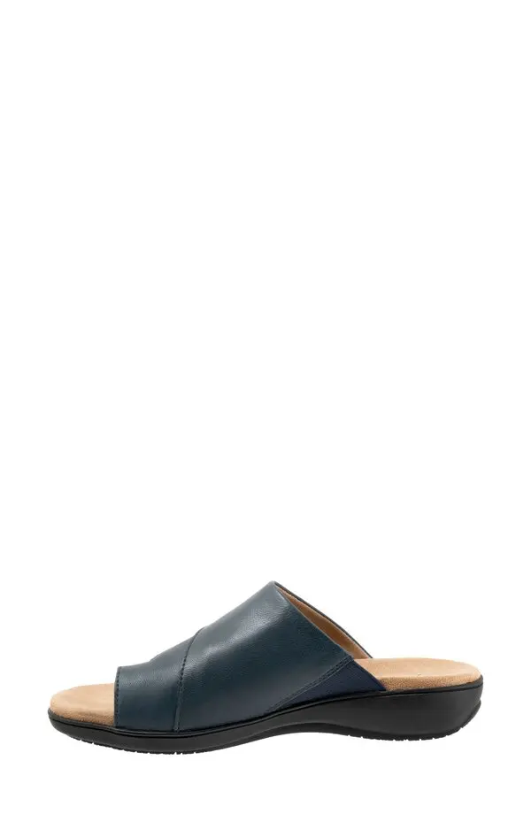 Trotters Regina Leather Slide Sandal - Navy