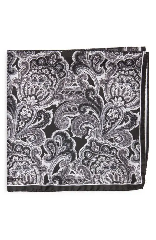 Nordstrom Shop 'three Panel' Silk Pocket Square - Black