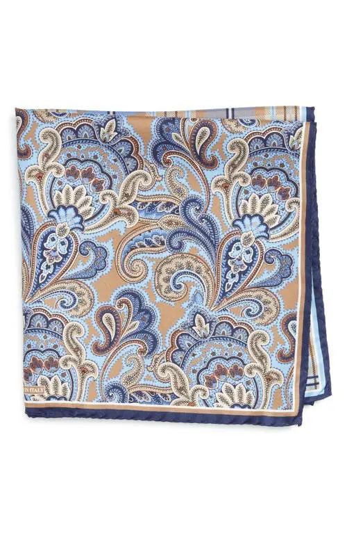 Nordstrom Shop 'three Panel' Silk Pocket Square - Brown/blue
