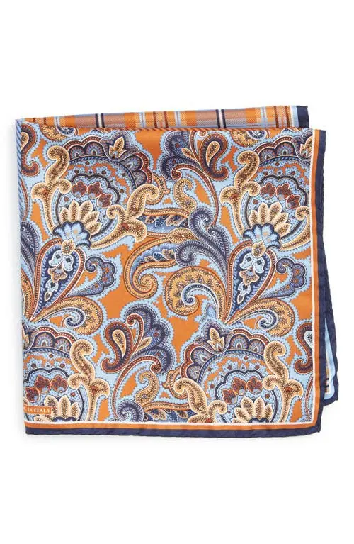 Nordstrom Shop 'three Panel' Silk Pocket Square - Orange