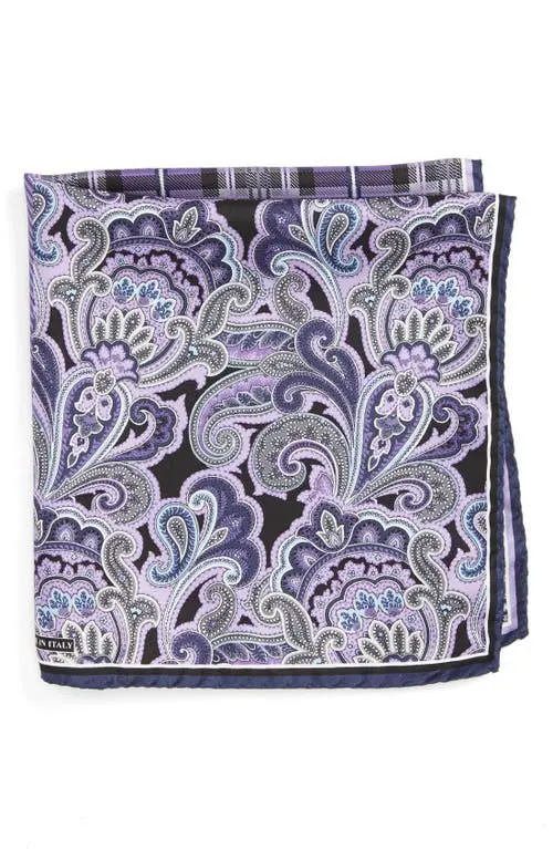 Nordstrom Shop 'three Panel' Silk Pocket Square - Purple/black