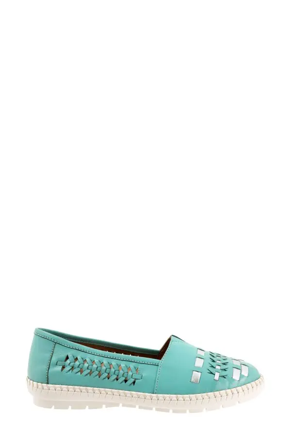 Trotters Rory Woven Flat - Aqua Blue/ Silver