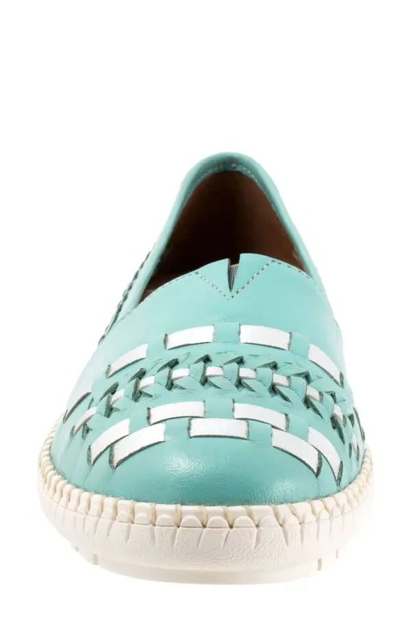 Trotters Rory Woven Flat - Aqua Blue/ Silver
