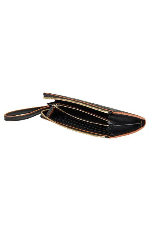 Mcm Klara Monogram Leather Zip Wristlet