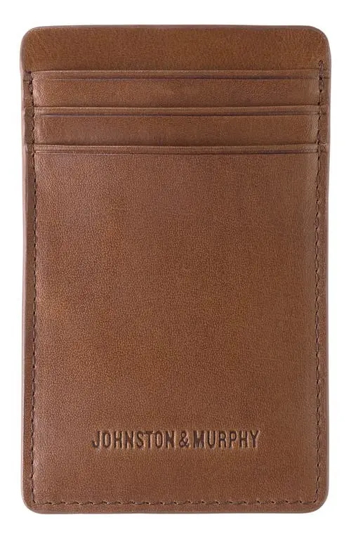 Johnston & Murphy Leather Money Clip Card Case - Tan
