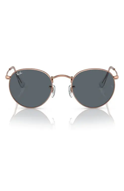 Ray-ban 47mm Round Sunglasses - Blue/ Rose Gold