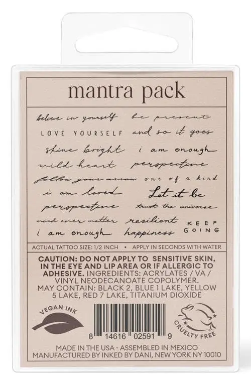 INKED BY DANI Mantra Pack Temporary Tattoos
