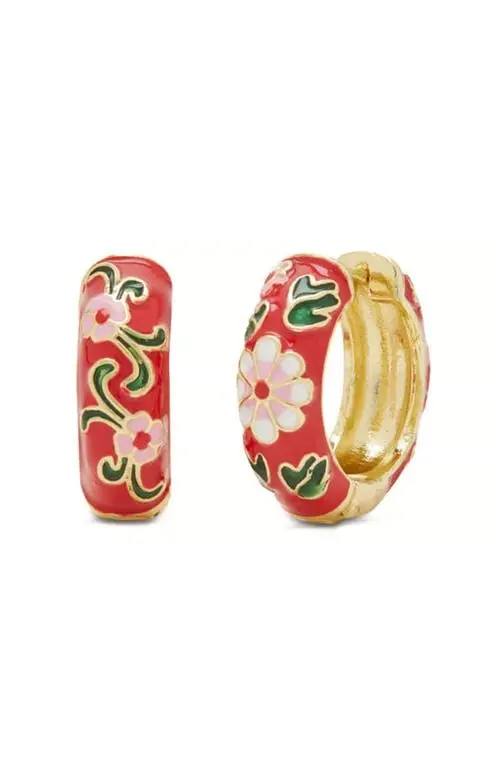 PETIT MOMENTS Deco Hoop Earrings - Red