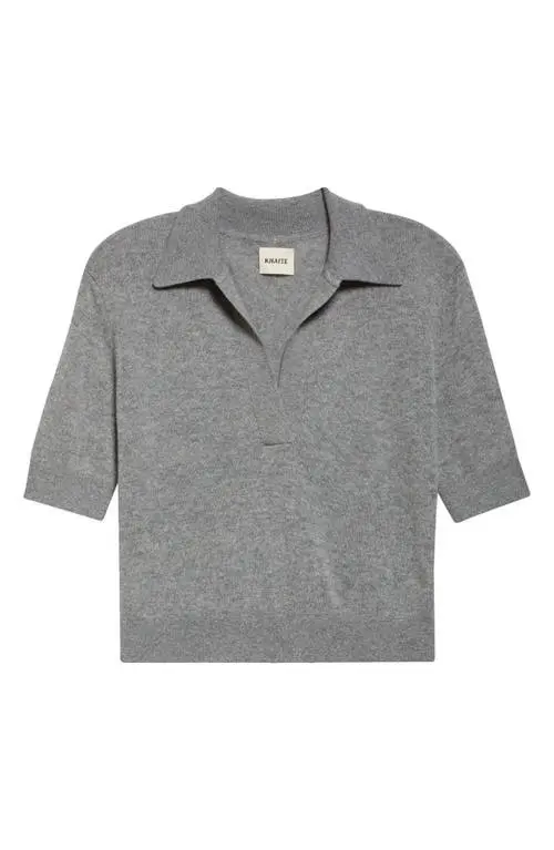Khaite Jo Shrunken Stretch Cashmere Polo Sweater