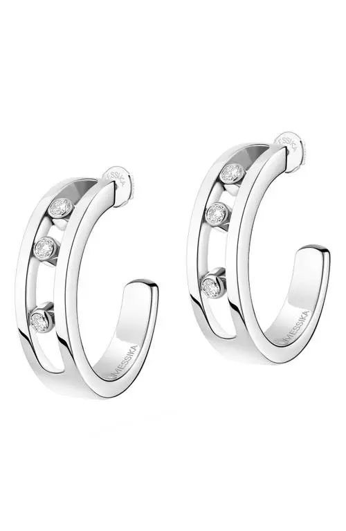 Messika Move Huggie Hoop Earrings - White Gold