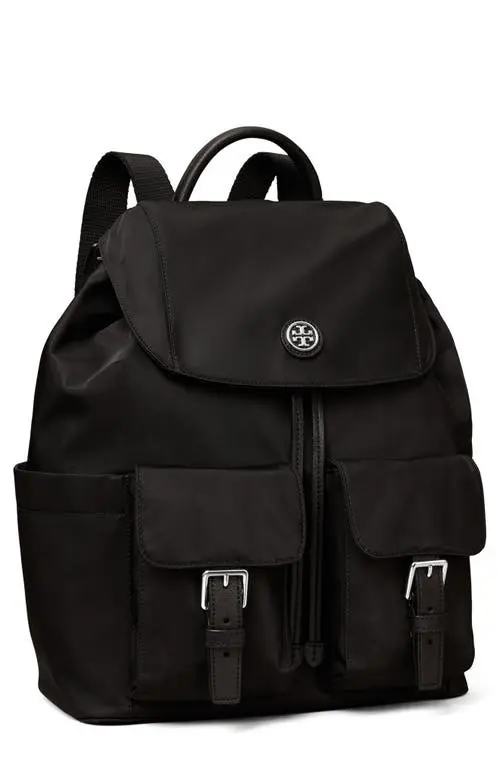 Tory Burch Flap Nylon Backpack - Black