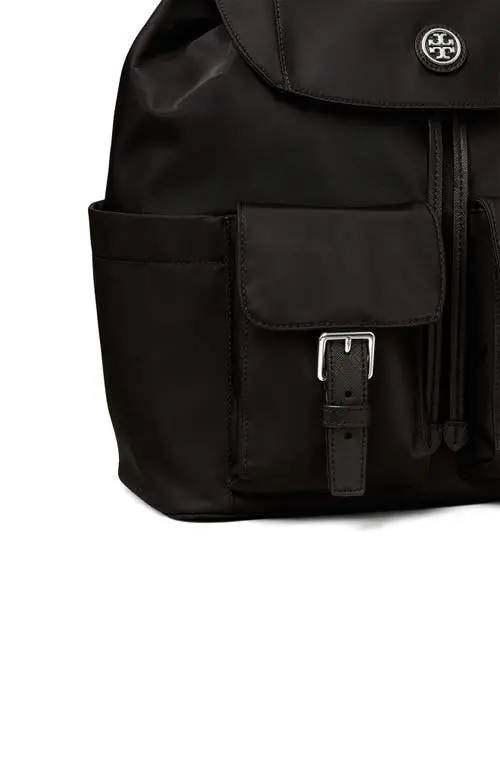 Tory Burch Flap Nylon Backpack - Black