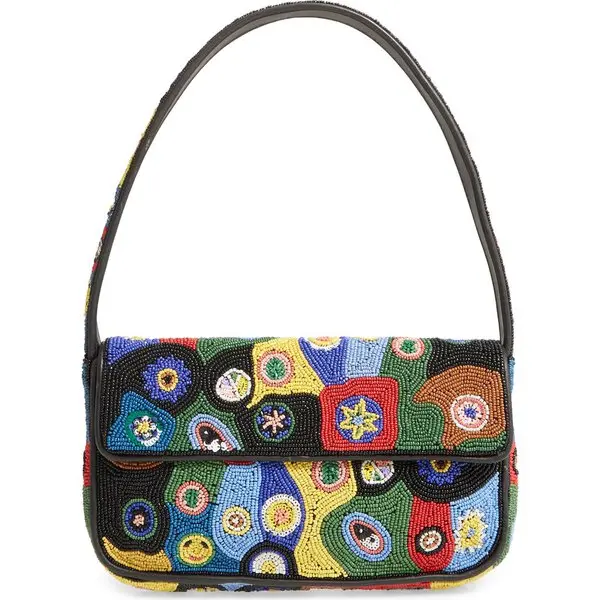 Staud Tommy Beaded Shoulder Bag - Black Millefiori