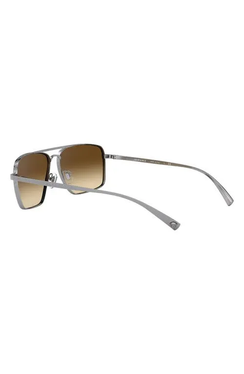 Versace 61mm Aviator Sunglasses - Gunmetal/brown Gradient