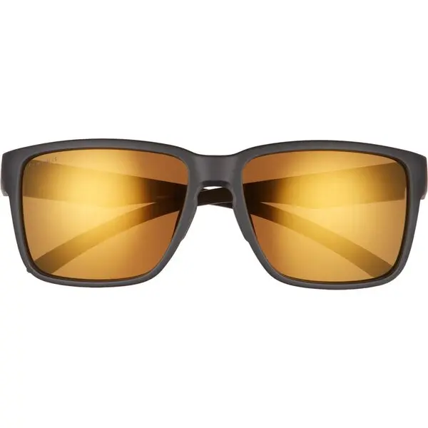 SMITH Emerge 60mm Polarized Rectangle Sunglasses - Matte Black/bronze Mirror