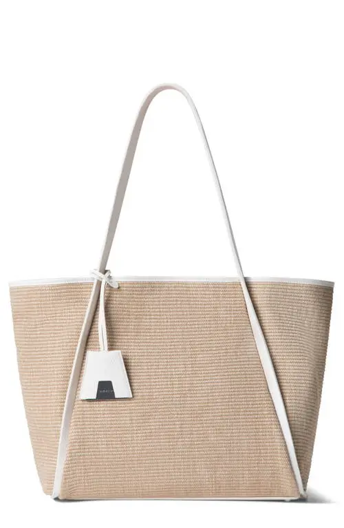 Akris Medium Alex Raffia And Leather Shopper - Nature/ White