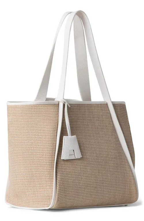Akris Medium Alex Raffia And Leather Shopper - Nature/ White
