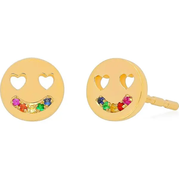 Ef Collection Rainbow Happiness Stud Earring - Yellow Gold