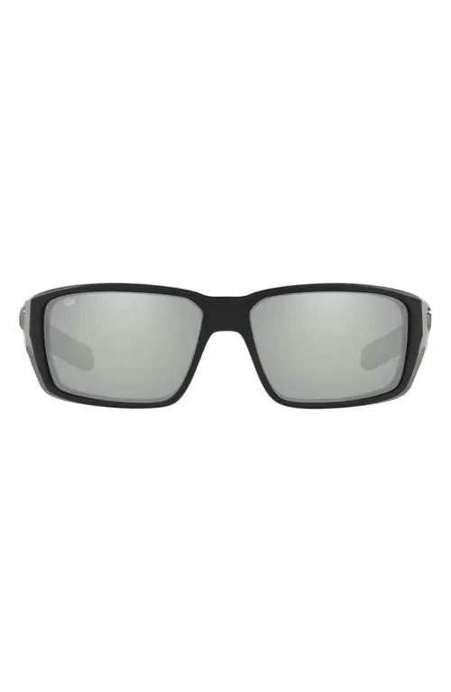 COSTA DEL MAR 60mm Polarized Rectangle Sunglasses - Black Grey