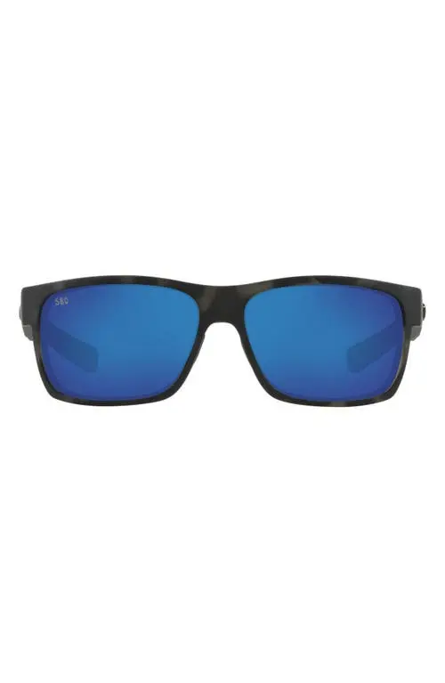COSTA DEL MAR 60mm Polarized Rectangle Sunglasses - Blue Grey