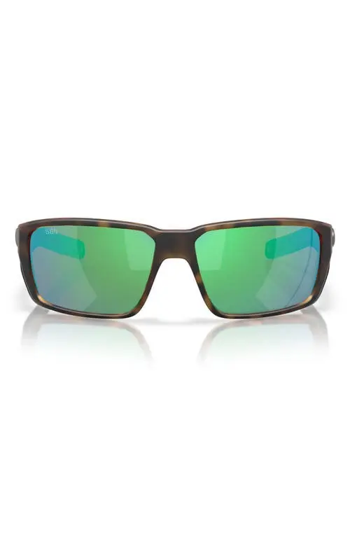 COSTA DEL MAR 60mm Polarized Rectangle Sunglasses - Matte Tortoise/ Green 580g