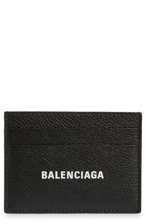 Balenciaga Cash Logo Leather Card Case - Black/white