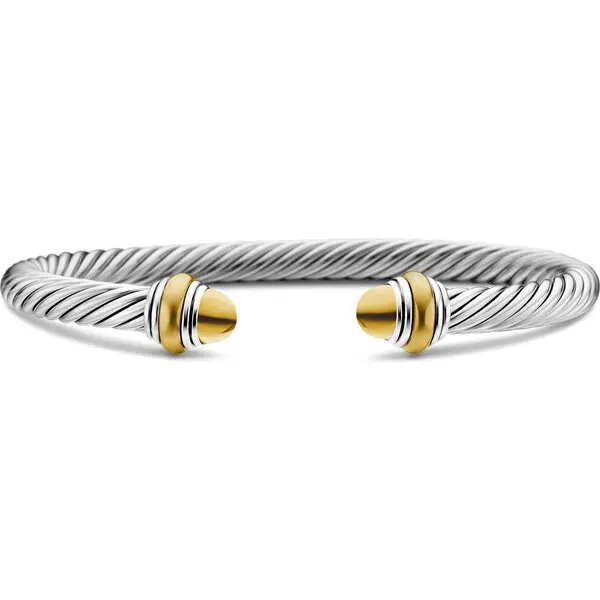 David Yurman Cable Classics Bangle With Gold - Gold Dome