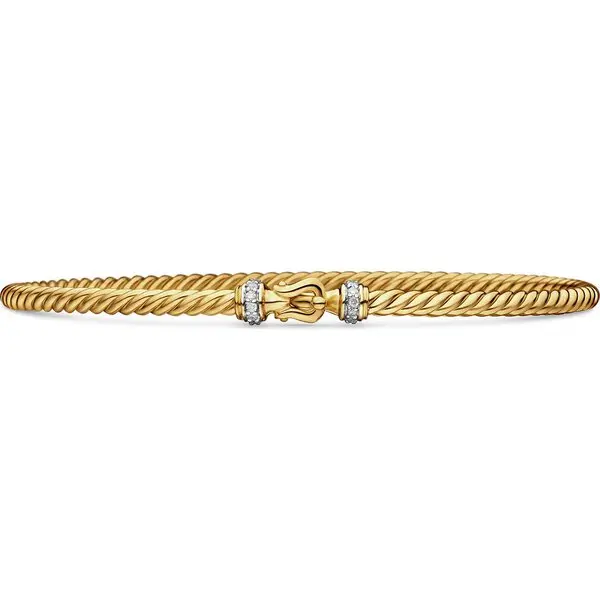 David Yurman 18k Yellow Gold Buckle Bracelet With Diamonds - Diamond