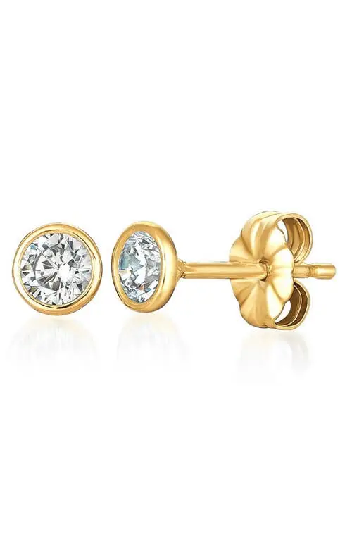 CRISLU Cubic Zirconia Bezel Stud Earrings - Gold
