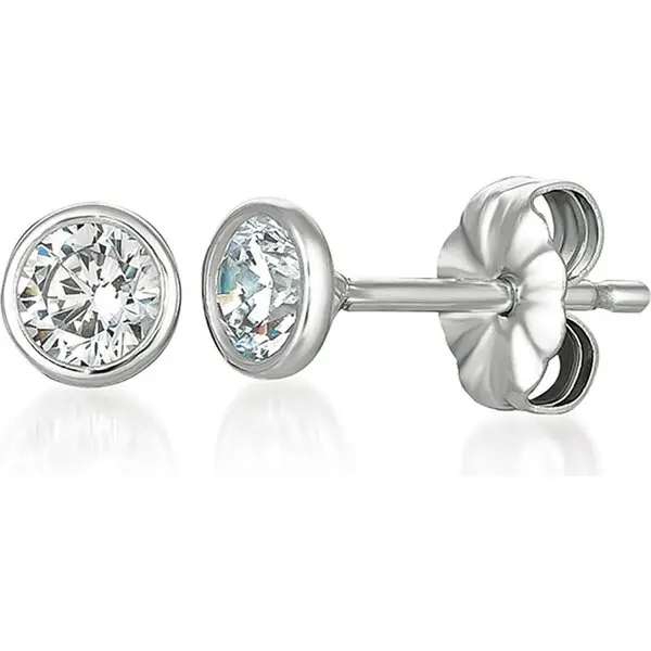 CRISLU Cubic Zirconia Bezel Stud Earrings - Platinum