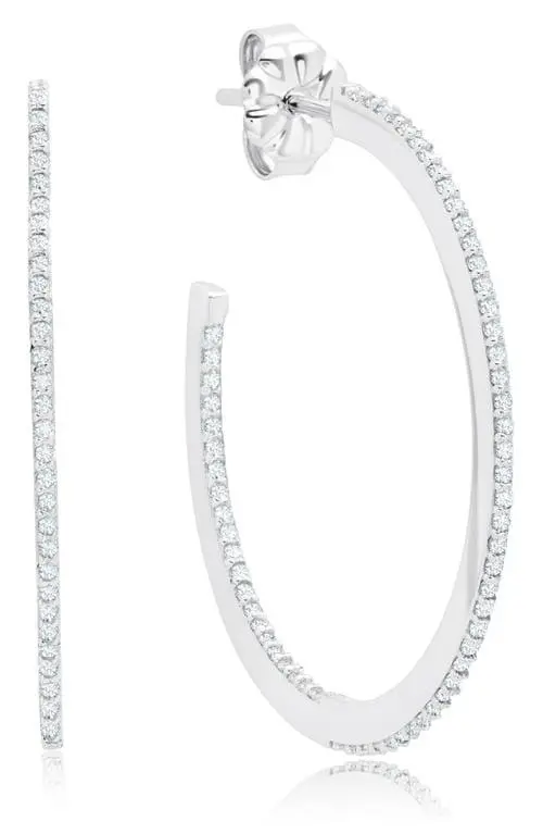 CRISLU Cubic Zirconia Hoop Earrings - Platinum
