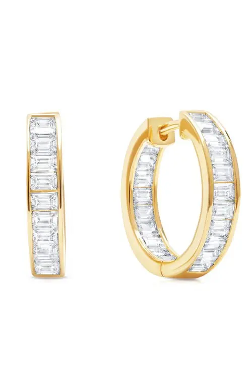 CRISLU Baguette Zirconia Huggie Hoop Earrings - 18kt Yellow Gold