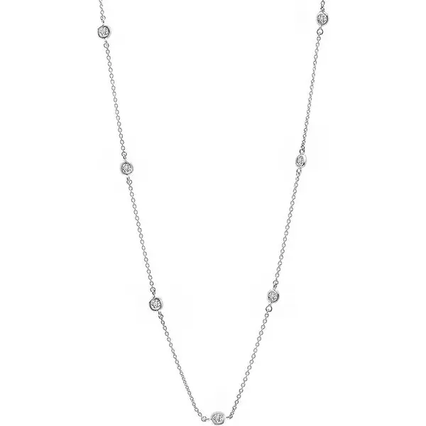 CRISLU Cubic Zirconia Bezel Station Necklace - Platinum
