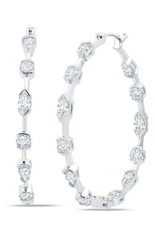 CRISLU Multicut Cubic Zirconia Hoop Earrings - Platinum