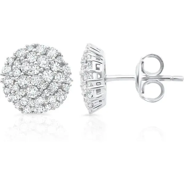 CRISLU Pavé Stud Earrings - Platinum