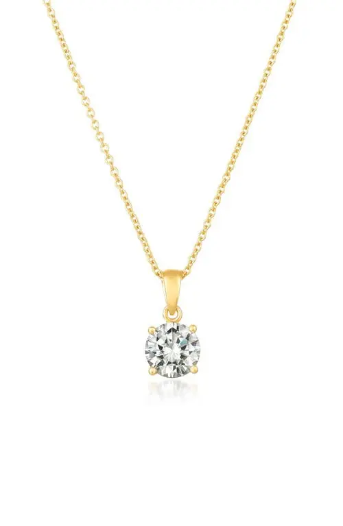 CRISLU Round Cubic Zirconia Pendant Necklace - 18kt Yellow Gold