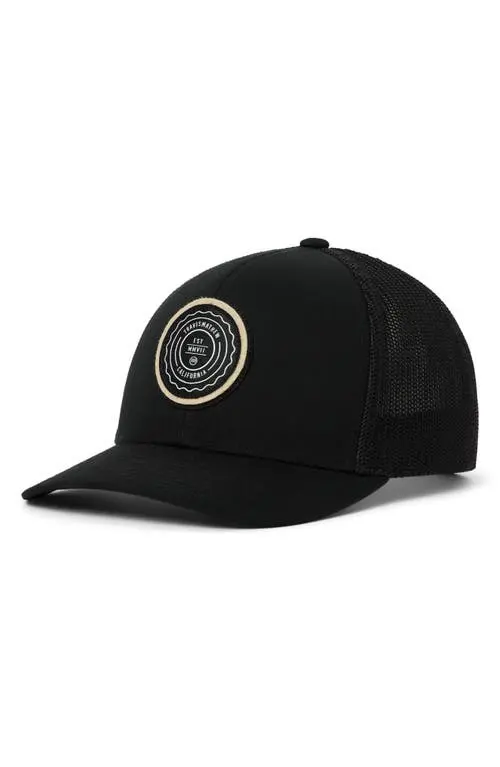 Travis Mathew Patch Trucker Hat - Black/ Tan