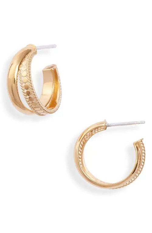 Anna Beck Smooth Dome And Dotted Crossover Hoop Earrings - Gold