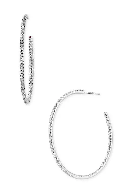 Roberto Coin Extra Large Diamond Hoop Earrings - White Gold