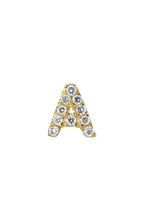 Bony Levy Icon Diamond Initial Single Stud Earring - 18k Yellow Gold - A