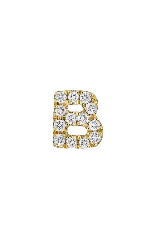 Bony Levy Icon Diamond Initial Single Stud Earring - 18k Yellow Gold - B