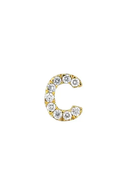 Bony Levy Icon Diamond Initial Single Stud Earring - 18k Yellow Gold - C