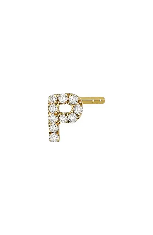 Bony Levy Icon Diamond Initial Single Stud Earring - 18k Yellow Gold - P