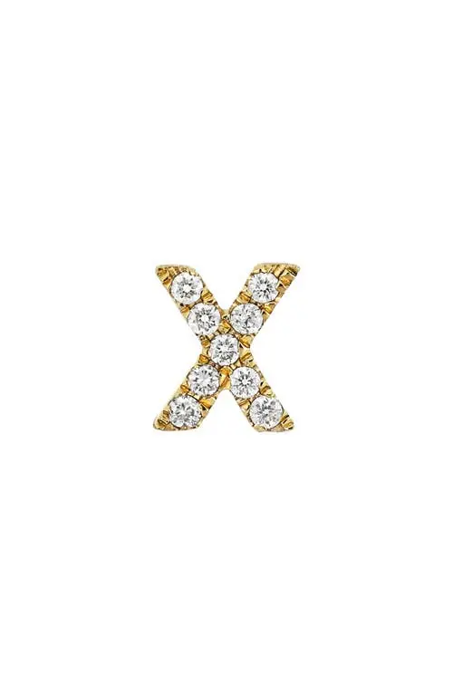 Bony Levy Icon Diamond Initial Single Stud Earring - 18k Yellow Gold - X