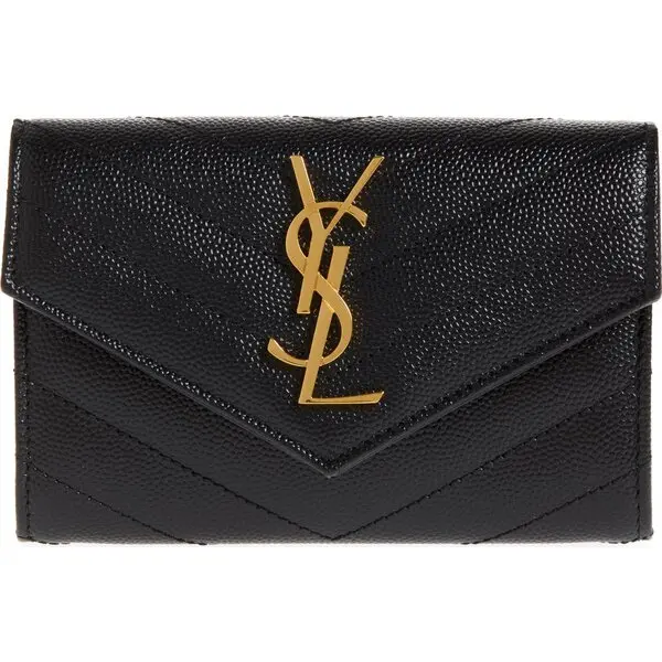 Saint Laurent Monogram' Quilted Leather French Wallet - Noir