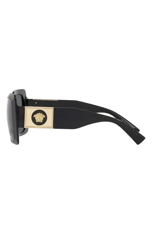 Versace 54mm Rectangle Sunglasses - Black/dark Grey