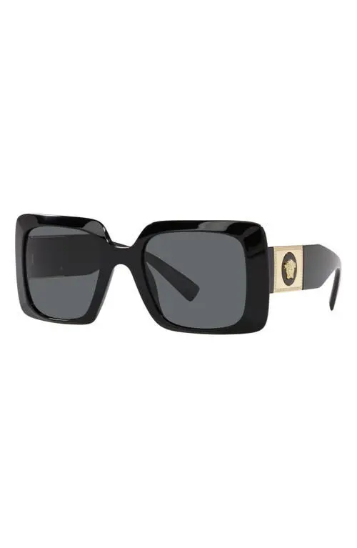 Versace 54mm Rectangle Sunglasses - Black/dark Grey