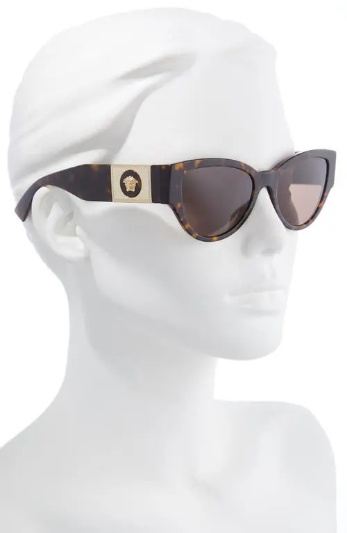 Versace Phantos 55mm Cat Eye Sunglasses In Havana/Dark Brown  display picture 1
