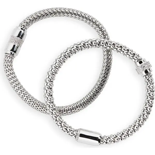 Nordstrom Set Of 2 Mesh Stretch Bracelets - Clear- Silver