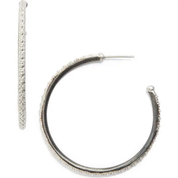 Armenta Old World Midnight Hoop Earrings - Silver
